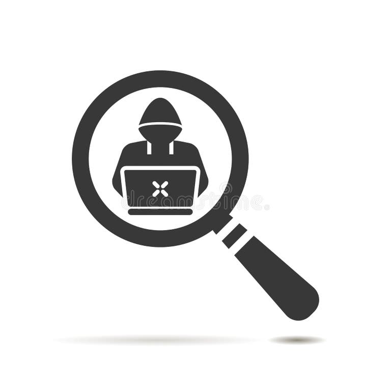 Flat Search Icon with Software Engineer Symbol on Whit Stock Vector ...