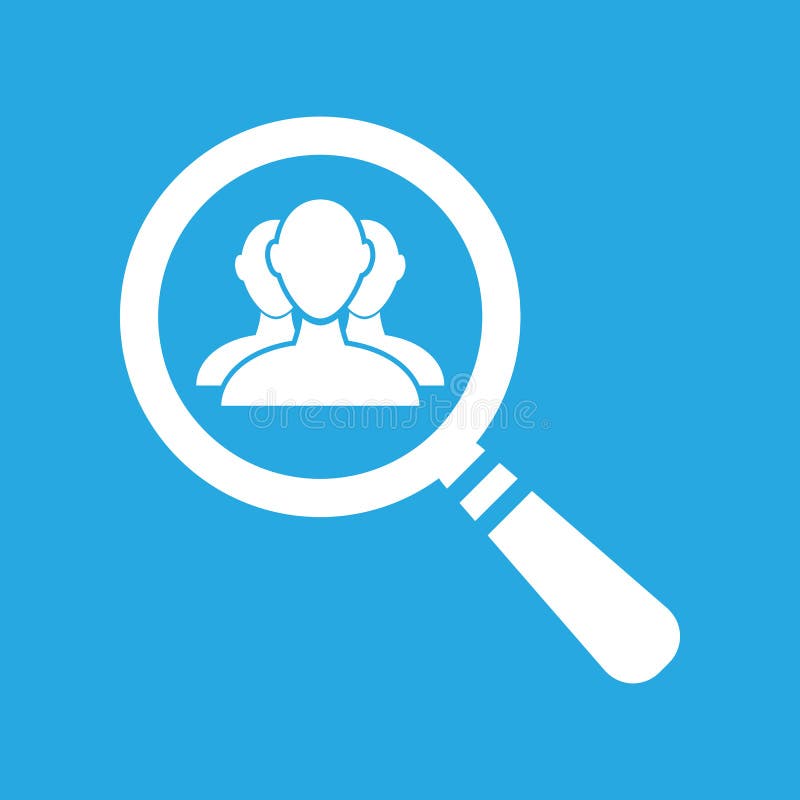 Flat Search Icon with User Group People Stock Vector - Illustration of ...