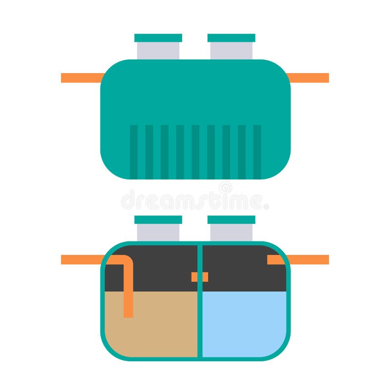 Flat Septic Tank in the Cut. Principle of Operation Stock Vector ...