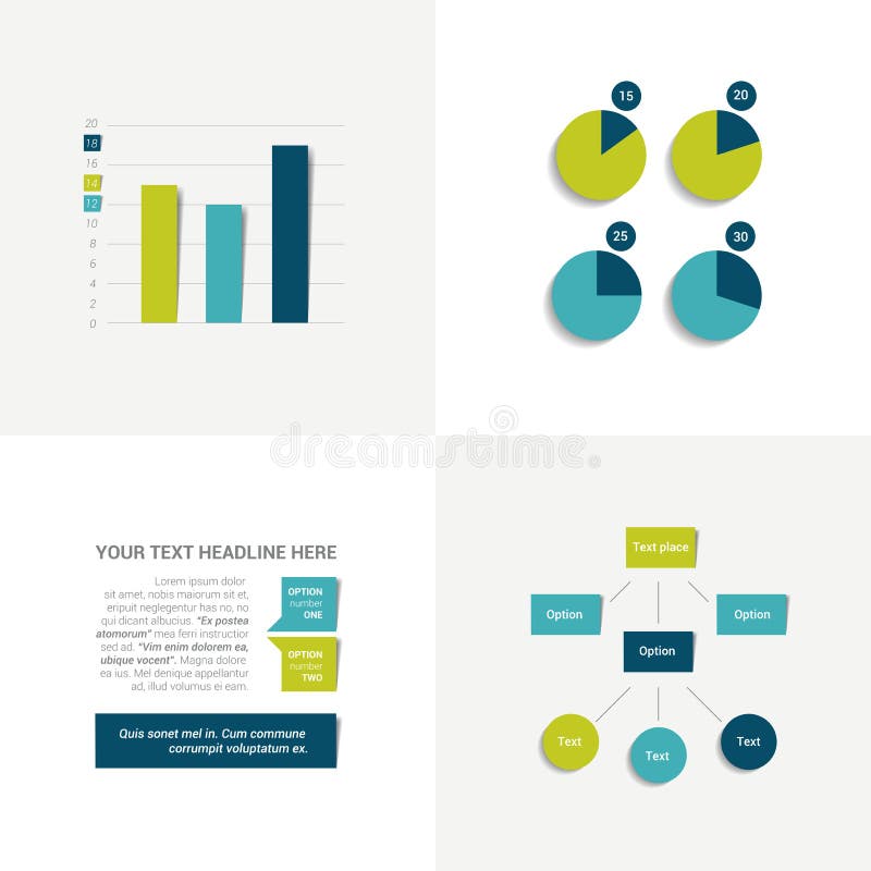 Flat Set of Charts and Brochure Elements. Simply Color Editable Stock ...