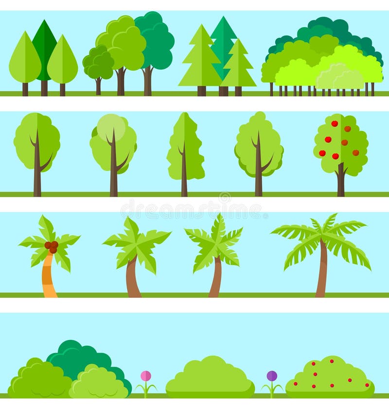 Flat Set of Elements of Trees Stock Vector - Illustration of cartoon ...