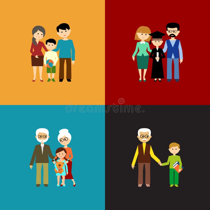 Flat set of family life stock vector. Illustration of parent - 61731467