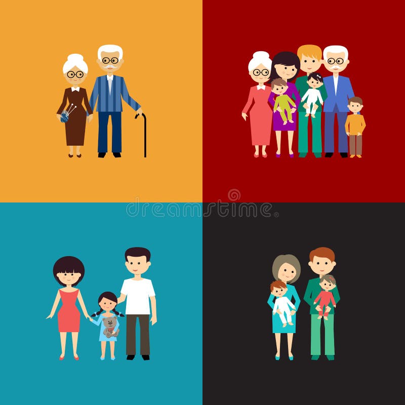 Flat set of family life stock vector. Illustration of marriage - 61731483