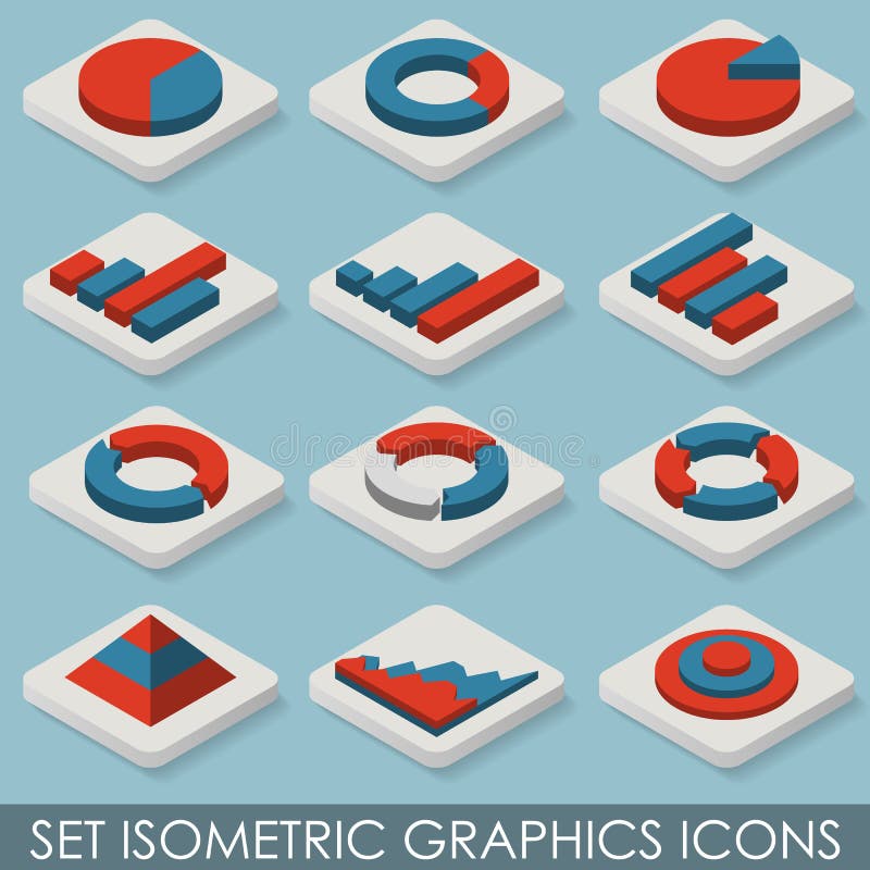 Flat Set Isometric Graphics Icons. Infographics Stock Vector ...