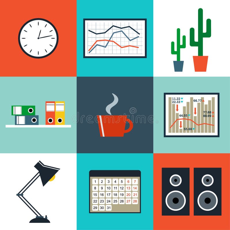 Office things icons stock illustration. Illustration of business - 49518586