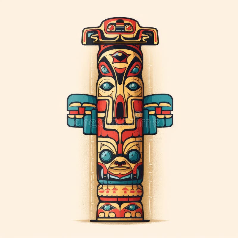 Flat Shaded Hyper-detailed Totem Pole Vector Art Stock Illustration ...