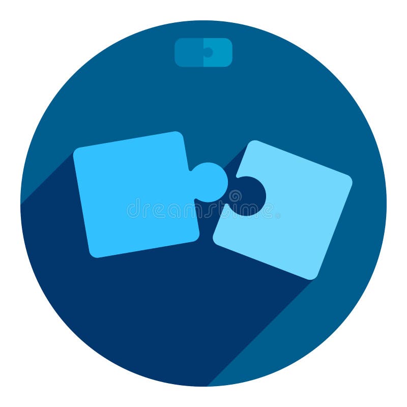 Flat with Shadow Blue Logo of Two Puzzles Stock Vector - Illustration ...