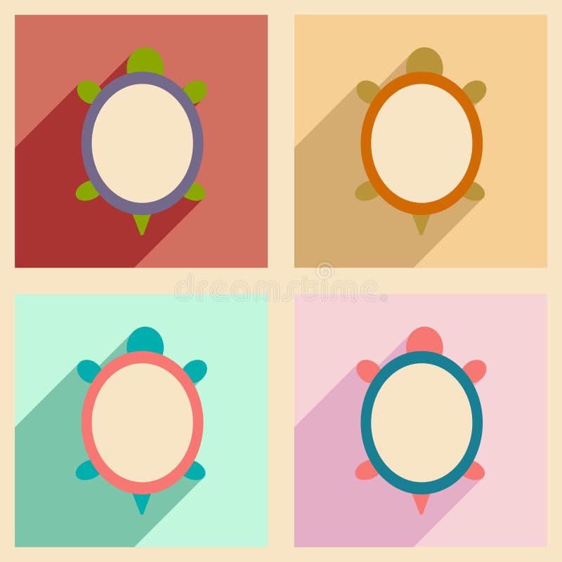 Flat with Shadow Concept and Mobile Application Turtle Stock Vector ...
