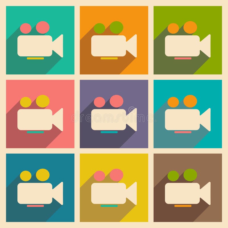 Flat with Shadow Icon and Mobile Applacation Video Stock Vector ...