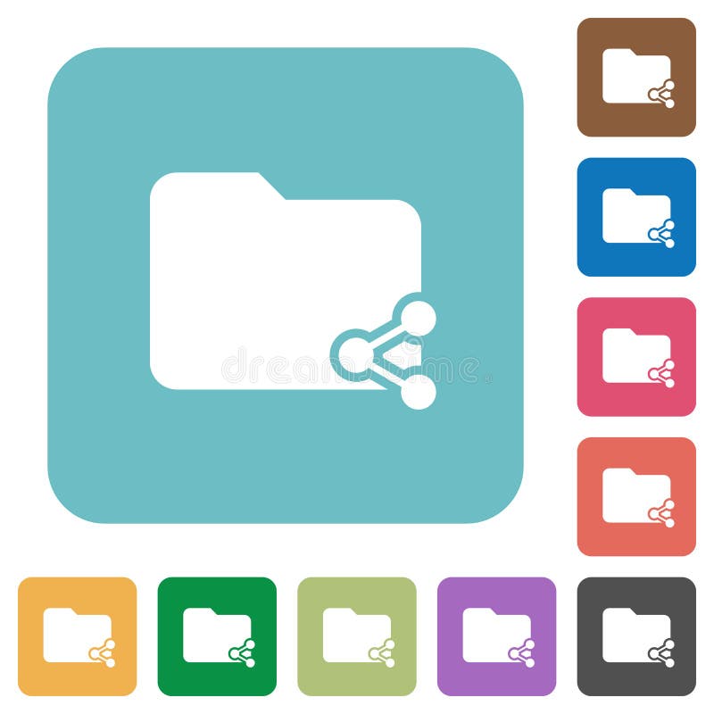 Square Share Folder Flat Icons Stock Vector - Illustration of files ...