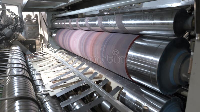 Flat Sheets of Waste Paper Move Under Rollers on Machine Stock Video ...