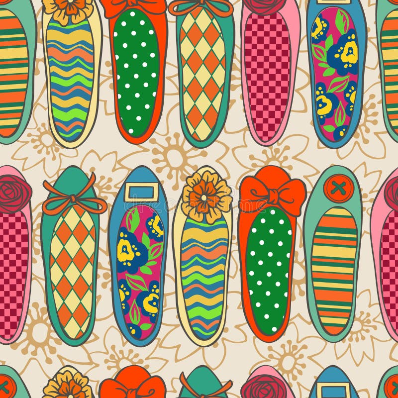 Flat shoes vector pattern stock vector. Illustration of footwear ...