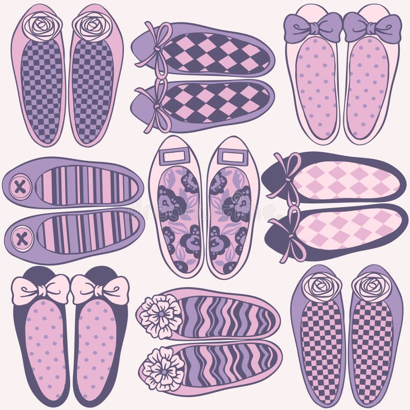 Flat Shoes Vector Seamless Pattern Stock Vector - Illustration of ...