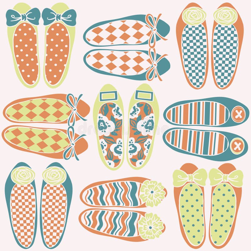 Flat Shoes Vector Seamless Pattern Stock Vector - Illustration of ...