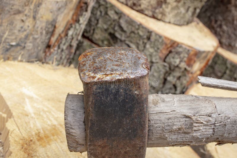 Flat Side of a Wood Cutting Axe, Abstract Texture, Backdrop Stock Photo ...