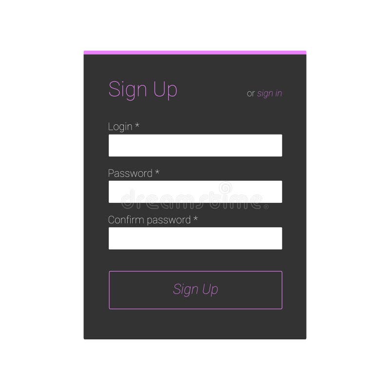 Flat Sign Up Form for Your Web Site. Grayscale with Pink Accent Stock ...