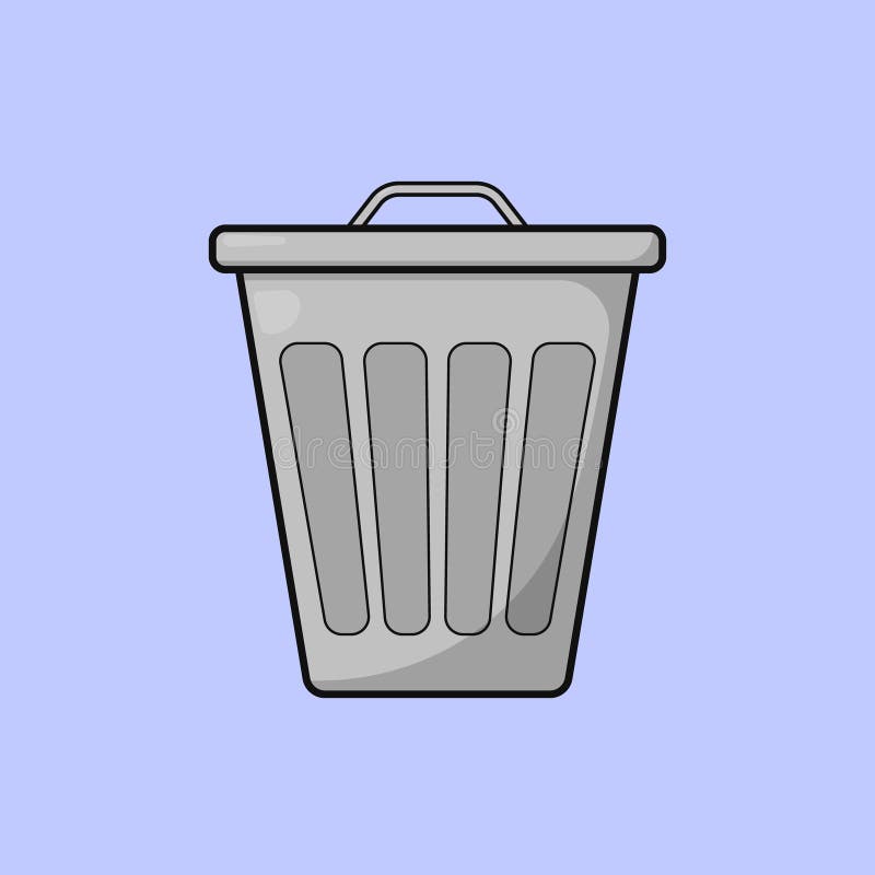 Flat Silver Dustbin Vector Icon Illustration Clean Dust Bin Icon Stock ...