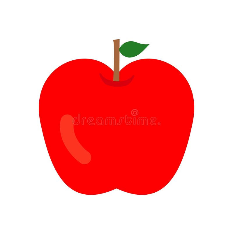Flat and simple cute apple stock illustration. Illustration of fruit ...