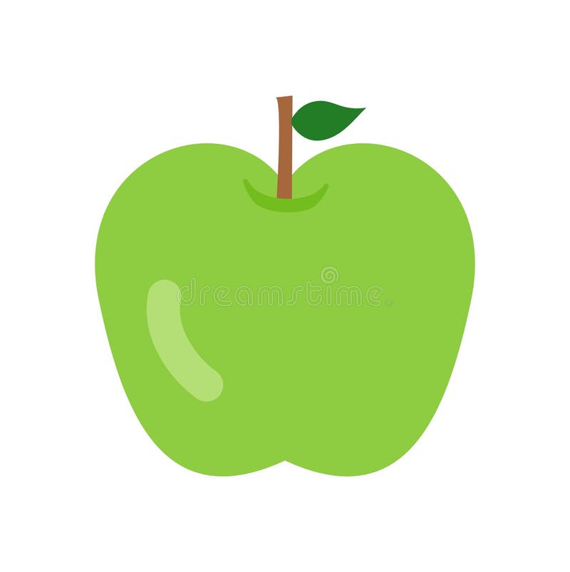 Flat and simple cute apple stock illustration. Illustration of green ...
