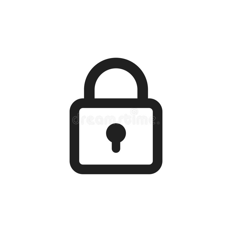 Flat Simple Outline Lock Padlock Icon Background. Stock Vector ...