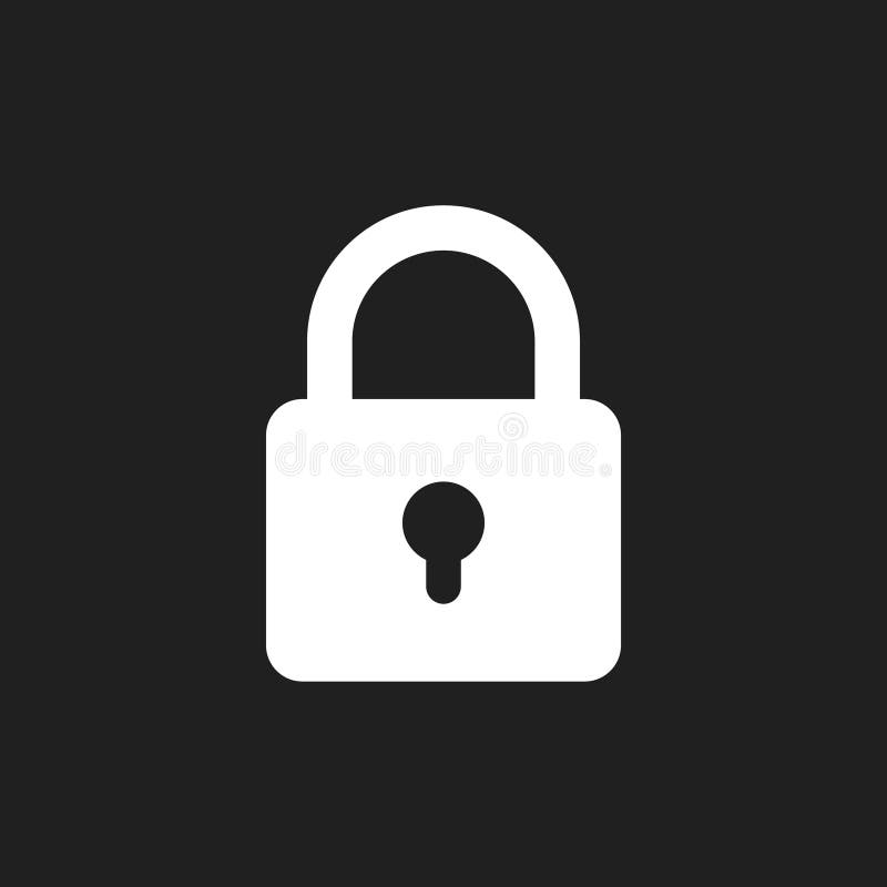 Flat Simple White Lock Padlock Icon in Background. Stock Vector ...