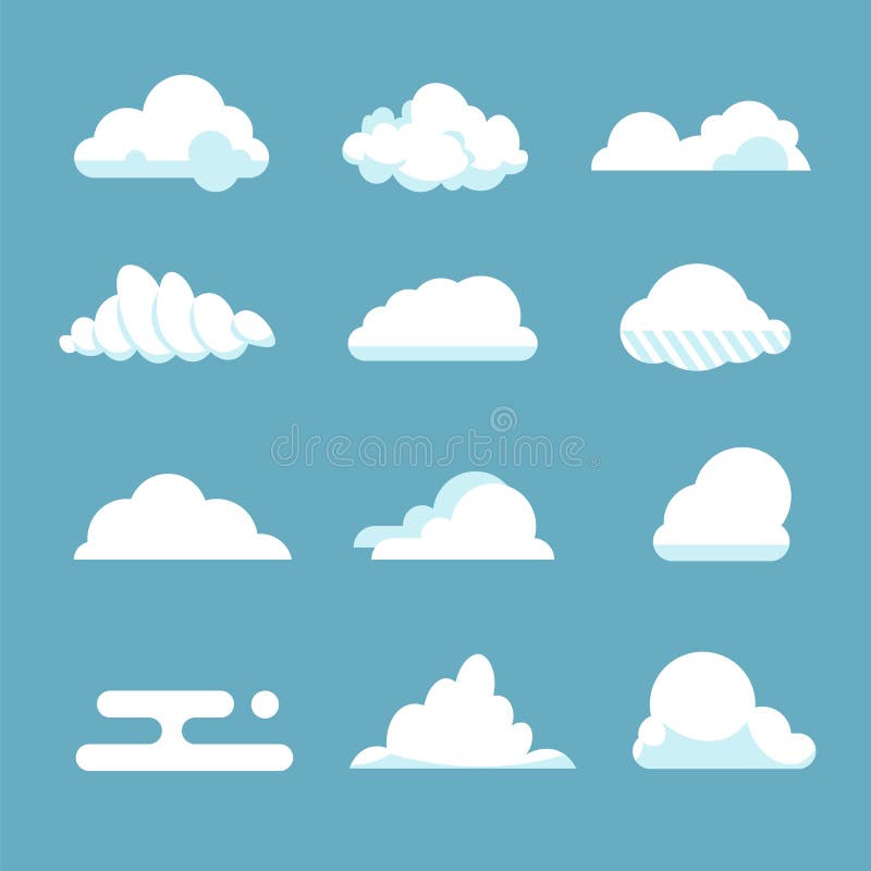 Cloud Flat Background. Cartoon Blue Sky Pattern Abstract Cloudy Frame Summer Poster Scene ...