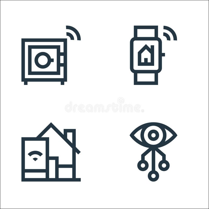 Flat Smarthome Line Icons. Linear Set Stock Vector - Illustration of ...