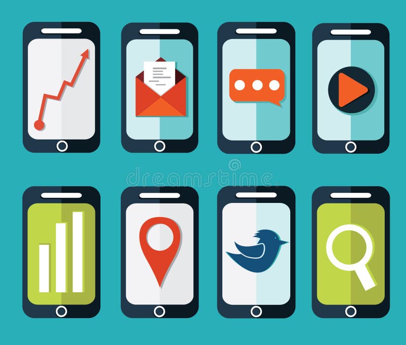 Flat smartphones designs stock vector. Illustration of concept - 60997658