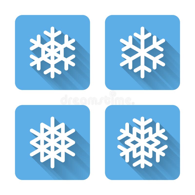 Snowflake Icons Set with Long Shadow Stock Vector - Illustration of ...