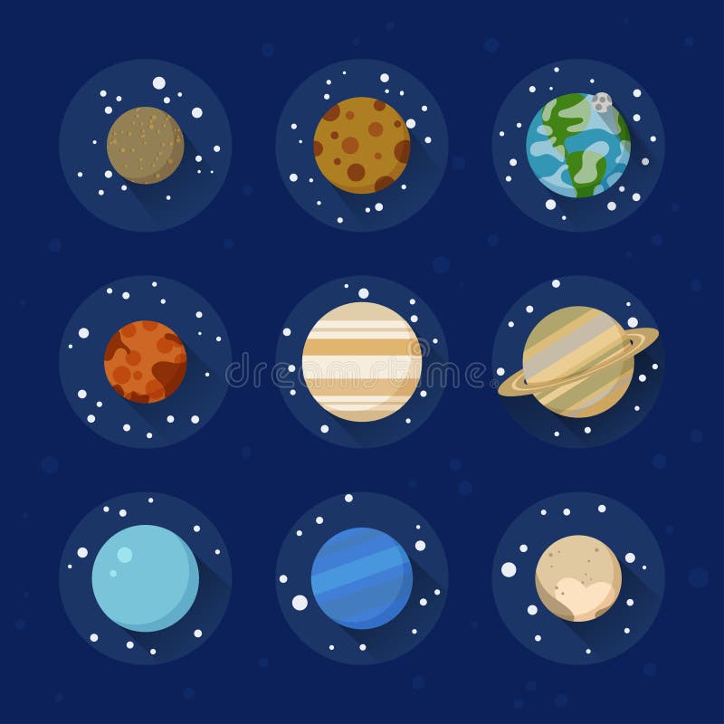Flat solar system planets stock vector. Illustration of cartoon - 58169265