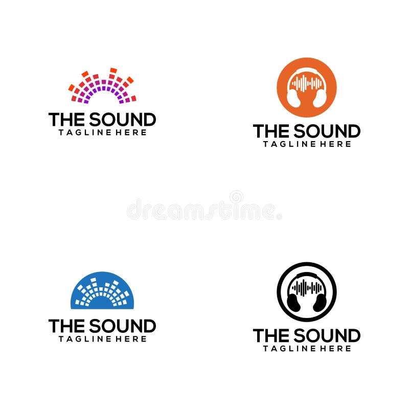 Flat Sound Logo Design Stock Image Stock Illustration - Illustration of ...