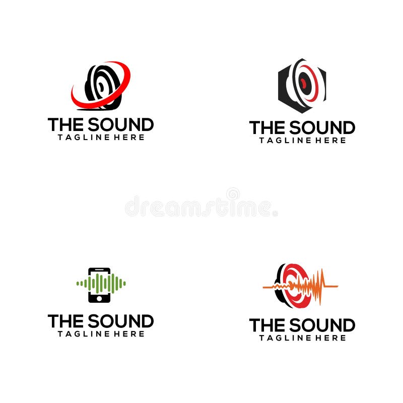 Flat Sound Logo Design Stock Image Stock Illustration - Illustration of ...