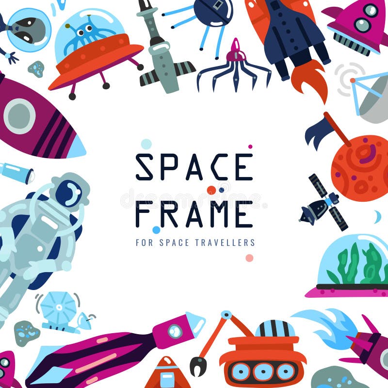 Frame Template Design with Space Theme Stock Vector - Illustration of ...
