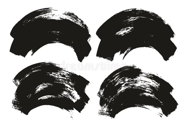 Flat Sponge Regular Artist Brush Curved Background High Detail Abstract Vector Background Set