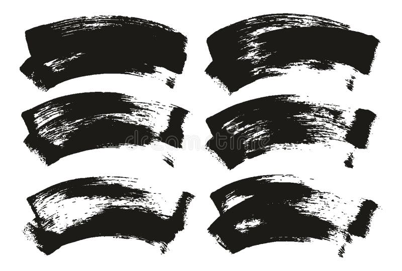 Flat Sponge Regular Artist Brush Curved Background High Detail Abstract Vector Background Set