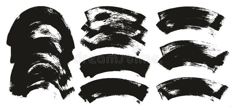 Flat Sponge Regular Artist Brush Curved Background High Detail Abstract Vector Background Set