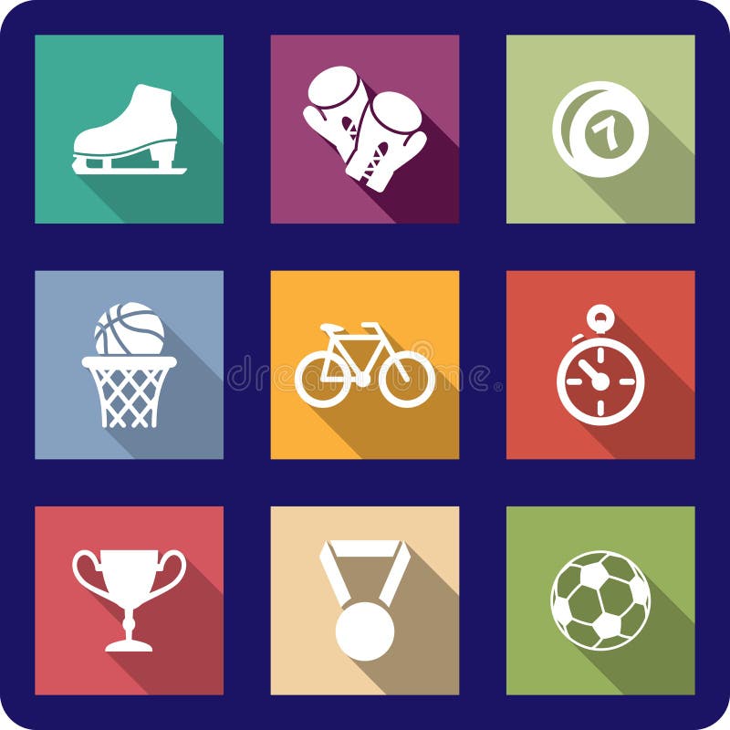 Flat sporting icons set stock vector. Illustration of graphic - 38088789