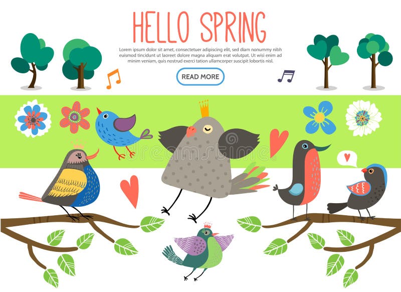 Flat Spring Elements Collection Stock Vector - Illustration of colorful ...