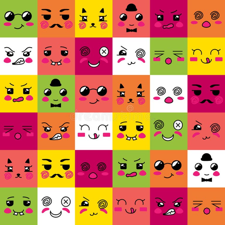 Flat Square Emotion Faces Banner and Poster Design Vector Stock Vector ...