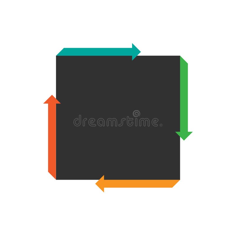 Flat Square with Four Arrows for Infographic. Template for Cycle ...