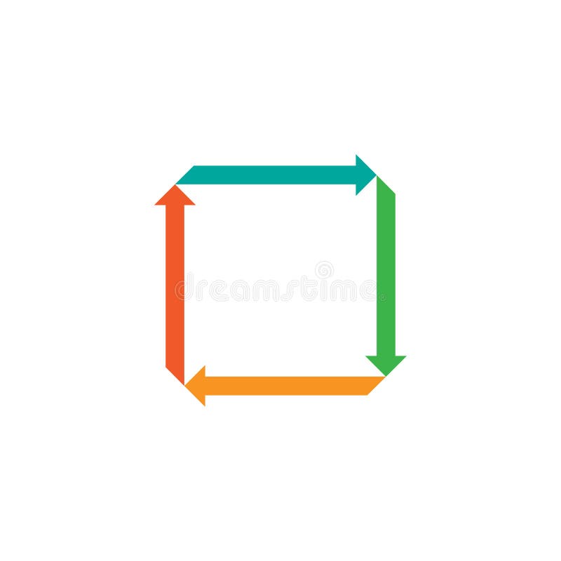 Flat Square with Four Arrows for Infographic. Template for Cycle ...