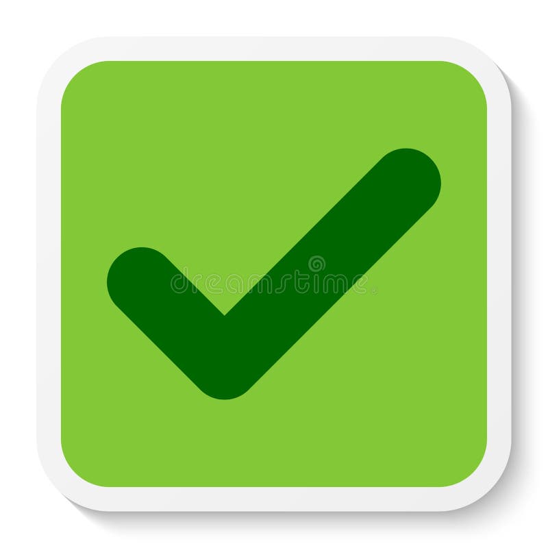 Flat Square Sticker Check Mark Icon, Button. Tick Symbol Isolated on a ...
