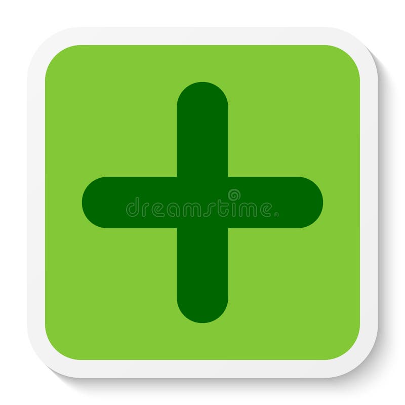 Flat Square Sticker Plus Sign Icon, Button. Positive Symbol Isolated on ...