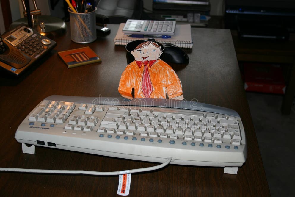 Flat Stanley Working at the Computer Editorial Stock Image ...