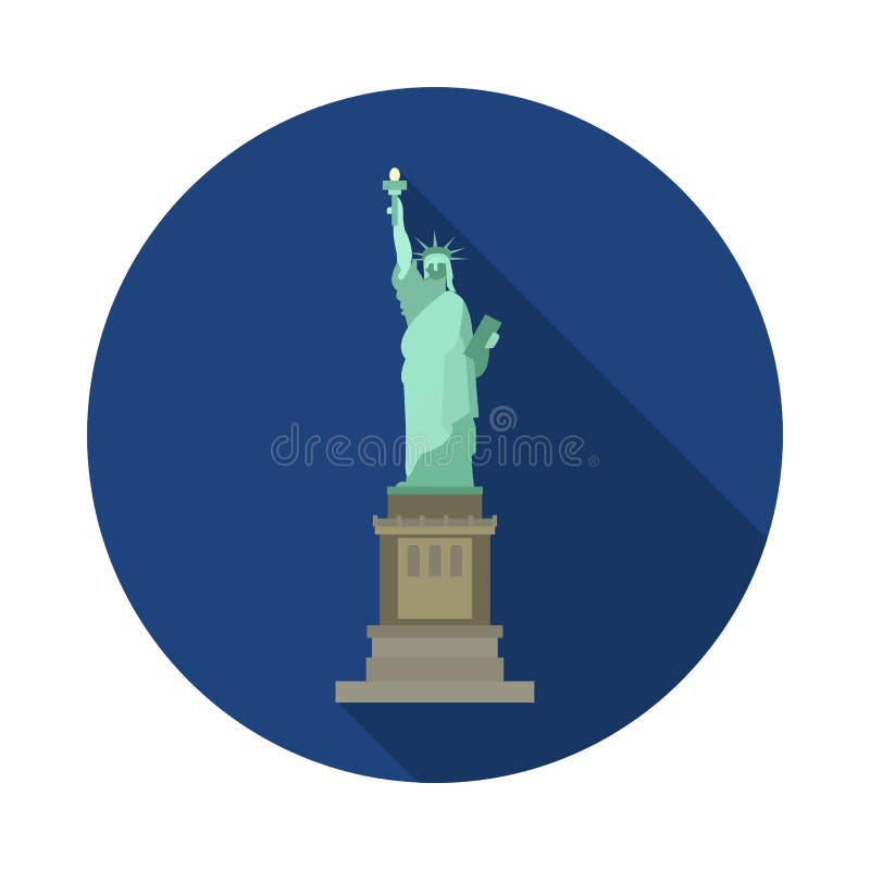 Flat Statue of Liberty Icon Stock Vector - Illustration of poster, flat ...