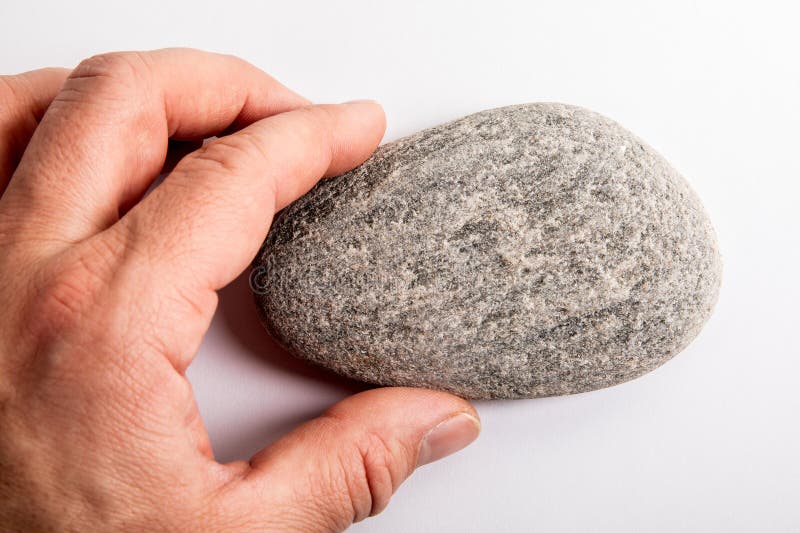 Flat Stone in Hand on White Background Stock Image - Image of concept ...