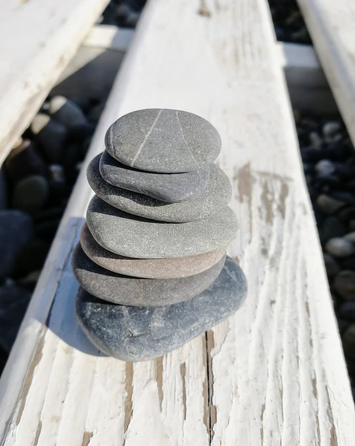 Flat Stones of Different Sizes on the Beach Stock Photo - Image of ...