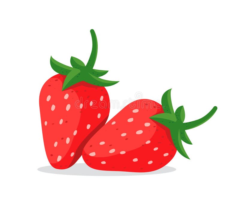Flat Strawberry Vector Illustration Stock Vector - Illustration of ...