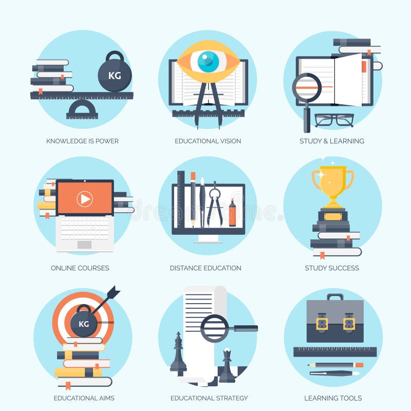 Flat Vector Illustration. Study ,learning Concept Background. Distance ...