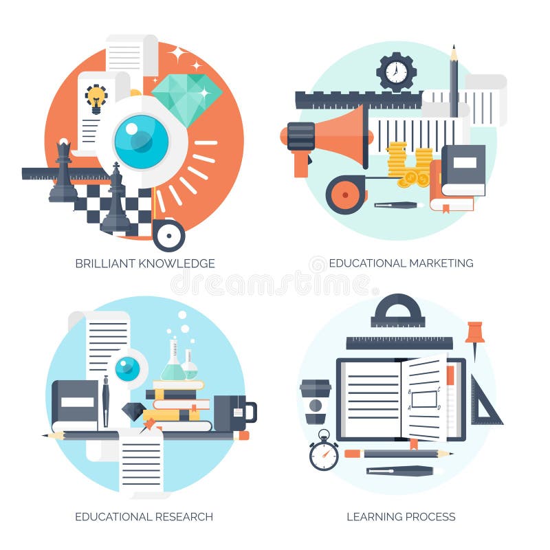Flat Vector Illustration. Study ,learning Concept Background. Distance ...